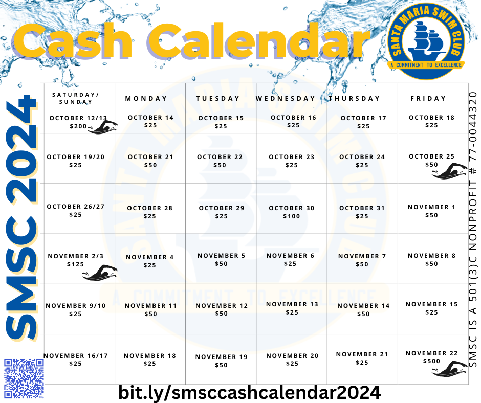 Santa Maria Swim Club - Cash Calendar 2022